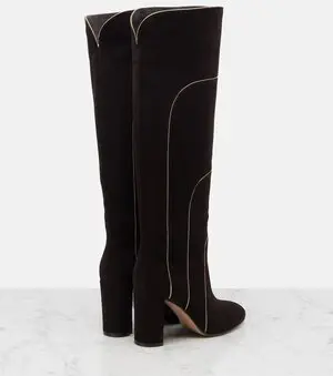 GIANVITO ROSSI 85 Suede Knee-high Boots - Brown