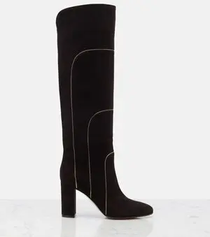 GIANVITO ROSSI 85 Suede Knee-high Boots - Brown