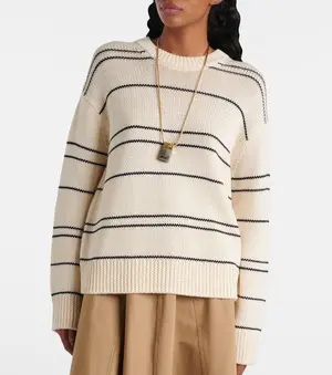 Vince Striped Wool-blend Sweater - Beige