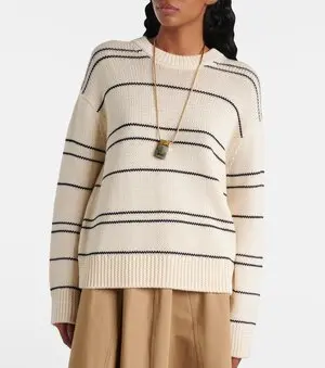 Vince Striped Wool-blend Sweater - Beige