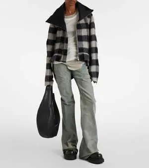 Rick Owens Exploder Checked Virgin Wool Jacket - Black
