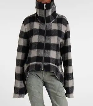Rick Owens Exploder Checked Virgin Wool Jacket - Black