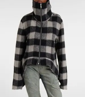Rick Owens Exploder Checked Virgin Wool Jacket - Black