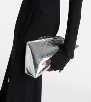 Attico 8.30 Pm Oversized Leather Clutch - Silver