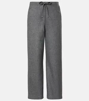 Max Mara Floria Virgin Wool Wide-leg Pants - Grey