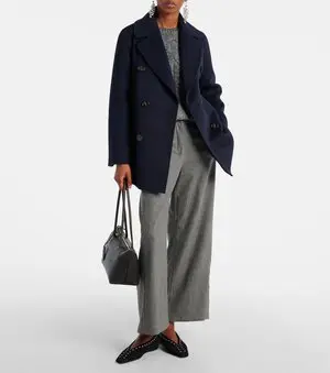 Max Mara Floria Virgin Wool Wide-leg Pants - Grey