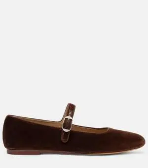 Le Monde Beryl Velvet Mary Jane Flats - Brown