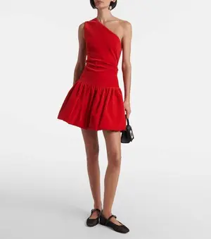 PATOU One-shoulder Cotton Mini Dress - Red