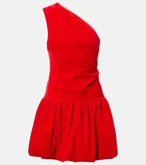 PATOU One-Shoulder Cotton Mini Dress Red