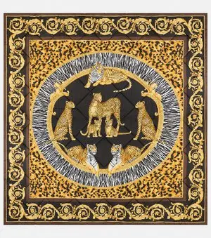Versace Wild Cats Cotton Satin Throw - Black