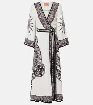 La DoubleJ Printed Wrap Dress - White