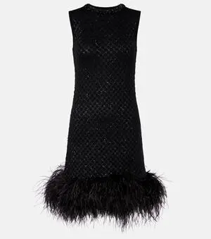 Max Mara Novara Feather-trimmed Minidress