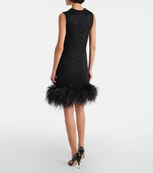 Max Mara Novara Feather-trimmed Minidress
