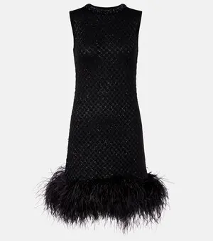 Max Mara Novara Feather-trimmed Minidress