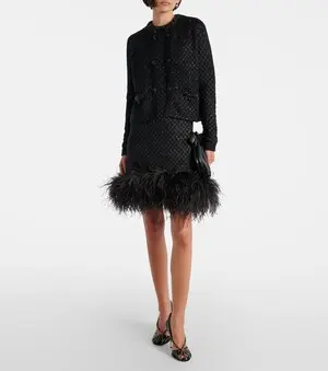 Max Mara Novara Feather-trimmed Minidress