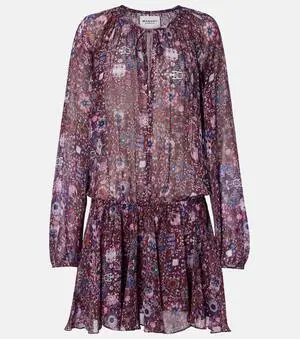 MARANT ETOILE Bess Floral Shirred Minidress - Purple