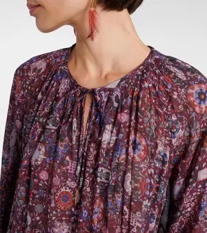MARANT ETOILE Bess Floral Shirred Minidress - Purple