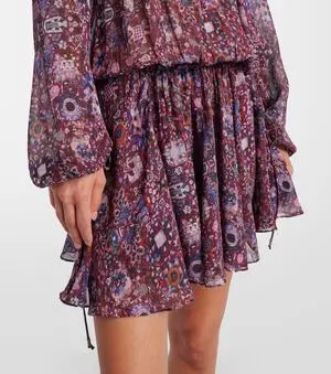 MARANT ETOILE Bess Floral Shirred Minidress - Purple