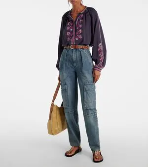 MARANT ETOILE Lynne Embroidered Cotton Blouse