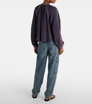 MARANT ETOILE Lynne Embroidered Cotton Blouse