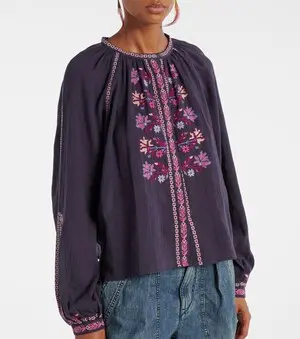 MARANT ETOILE Lynne Embroidered Cotton Blouse