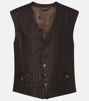 BLAZÉ MILANO Feral Pinstripe Vest - Brown