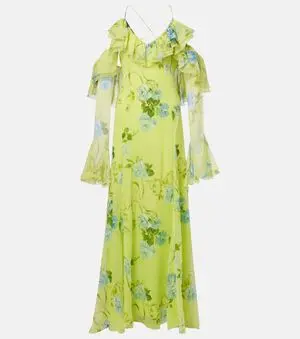 Blumarine Floral Silk Crêpe Gown