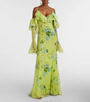 Blumarine Floral Silk Crêpe Gown
