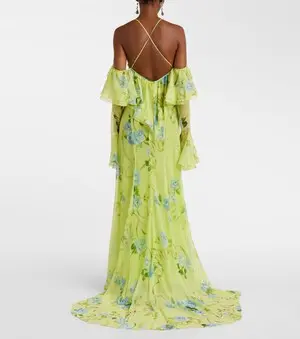 Blumarine Floral Silk Crêpe Gown