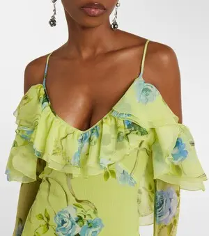 Blumarine Floral Silk Crêpe Gown