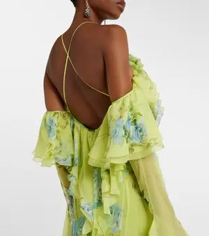 Blumarine Floral Silk Crêpe Gown