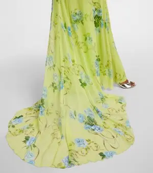 Blumarine Floral Silk Crêpe Gown
