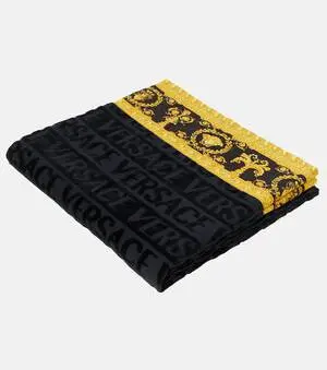 Versace I Love Baroque Cotton Terry Beach Towel - Black