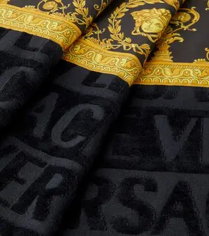 Versace I Love Baroque Cotton Terry Beach Towel - Black