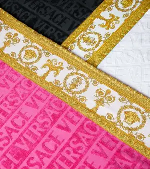 Versace I Love Baroque Cotton Terry Beach Towel - Black