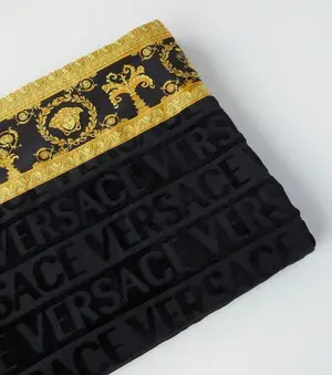 Versace I Love Baroque Cotton Terry Beach Towel - Black