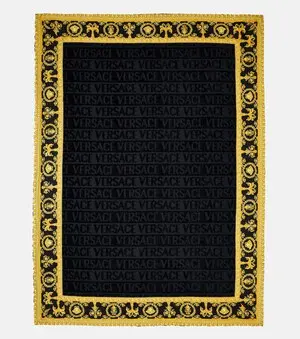 Versace I Love Baroque Cotton Terry Beach Towel - Black