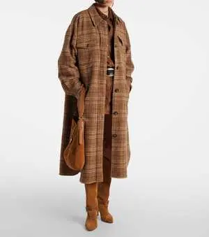 MARANT ETOILE Gislene Checked Virgin Wool Coat