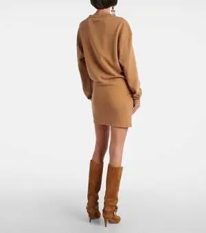 MARANT ETOILE Gathered Cotton Sweatshirt Dress - Beige