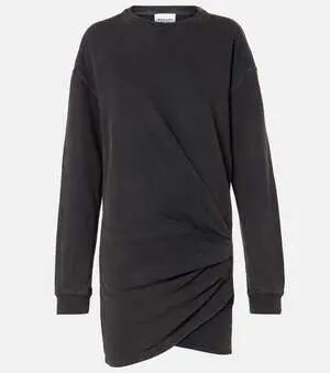 MARANT ETOILE Pipper Gathered Cotton Sweatshirt Dress - Black