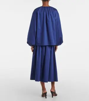 JOSEPH Puff-sleeve Cotton Blouse - Blue
