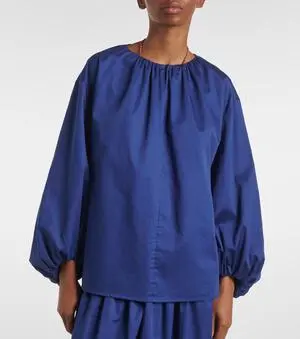 JOSEPH Puff-sleeve Cotton Blouse - Blue