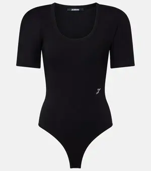 Jacquemus Embroidered Cotton Bodysuit - Black