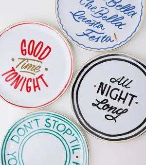 BITOSSI The Club Set Of 4 Pizza Plates - Multicoloured