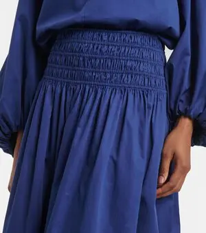 JOSEPH Leonie Cotton Satin Midi Skirt - Blue