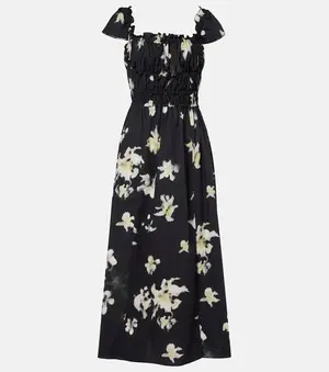 Altuzarra Floral Cotton-blend Midi Dress - Black