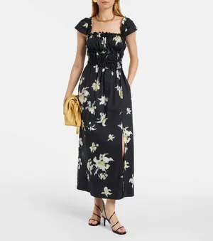 Altuzarra Floral Cotton-blend Midi Dress - Black