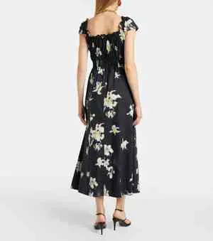 Altuzarra Floral Cotton-blend Midi Dress - Black