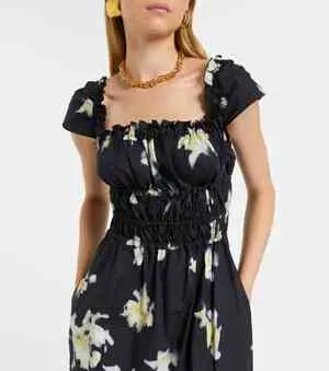 Altuzarra Floral Cotton-blend Midi Dress - Black