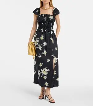 Altuzarra Floral Cotton-blend Midi Dress - Black